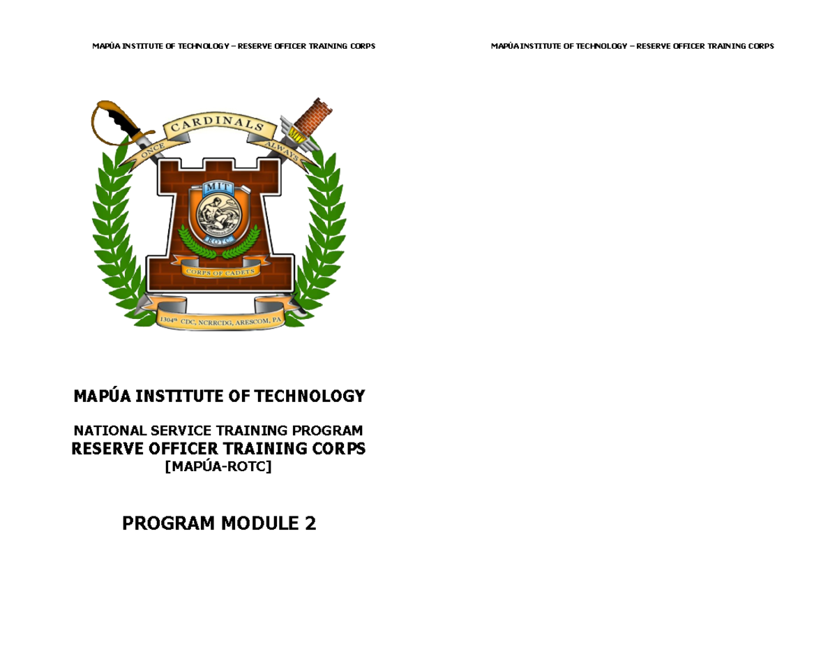 Military Science 2 NSTP-ROTC: Program Module on Tactical Operations ...