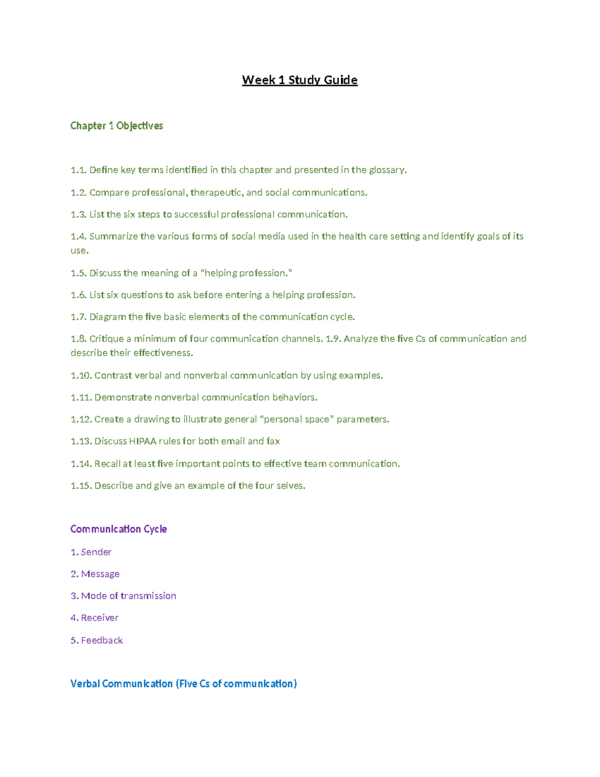 COM 101 Week 1 Study Guide: Effective Communication Techniques - Studocu