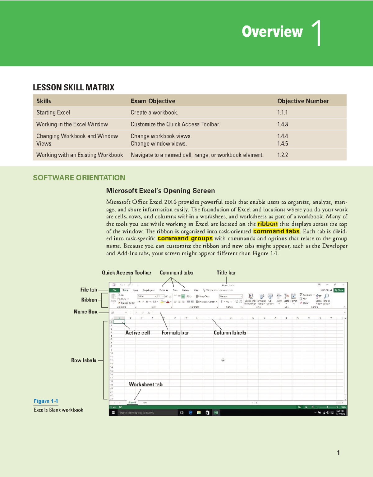 Module 1: Overview of Excel Skills - Lesson on Starting Excel - Studocu