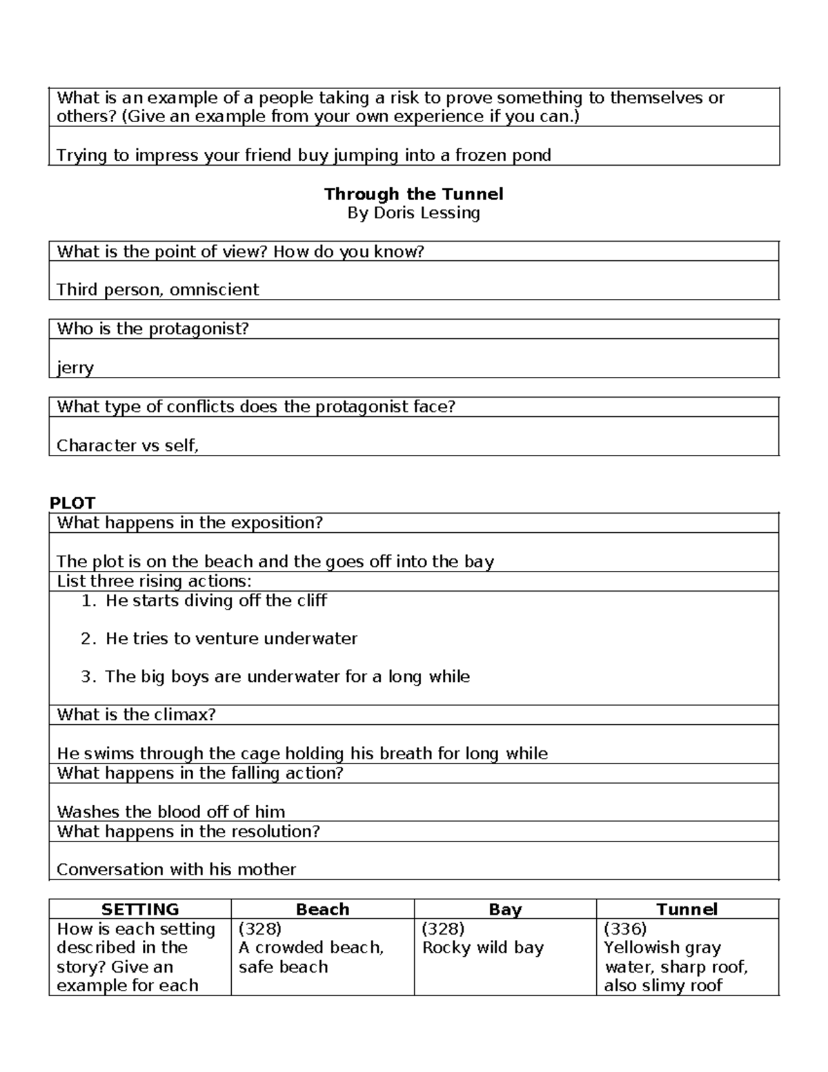 Tunnel Guide 22: Analysis of "Through the Tunnel" by Doris Lessing ...