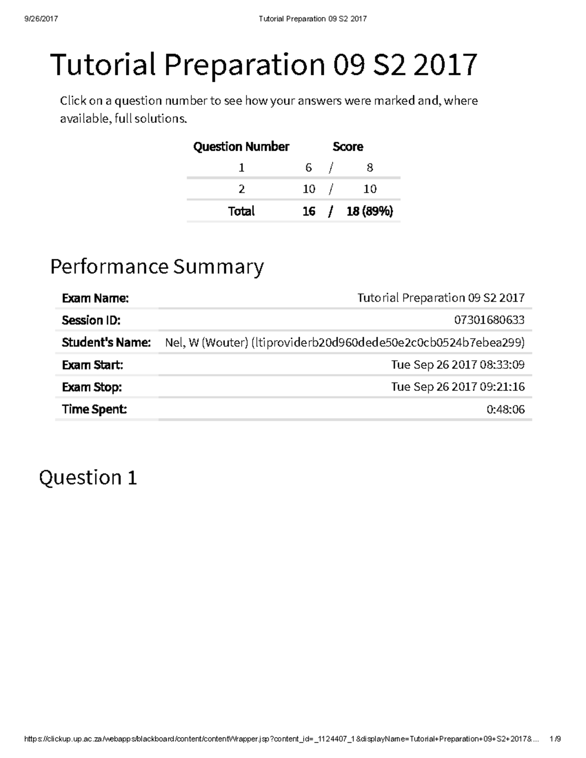 Tutorial Preparation 09 t2 S2 2017 – Blackboard Learn - Tutorial ...