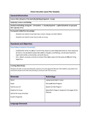 C732 Task1 - task 1 - PASSED - Direct Instruction Lesson Plan Template General Information ...