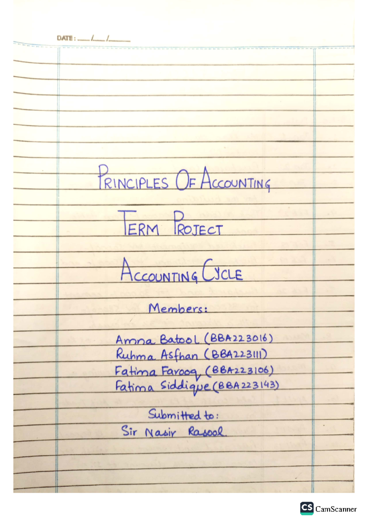 Accounting Project Report (ACCT 101) - Studocu