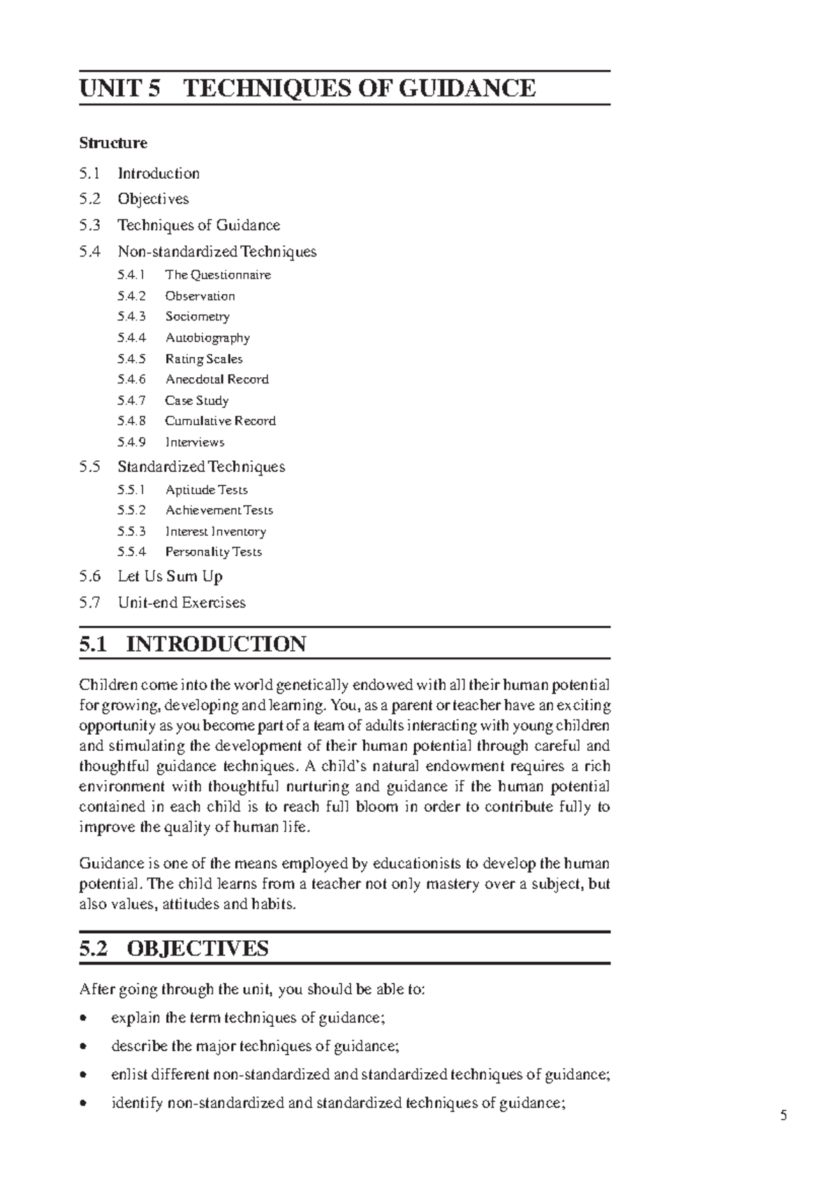 Unit 5 - Techniques of Guidance: Comprehensive Overview and Methods ...