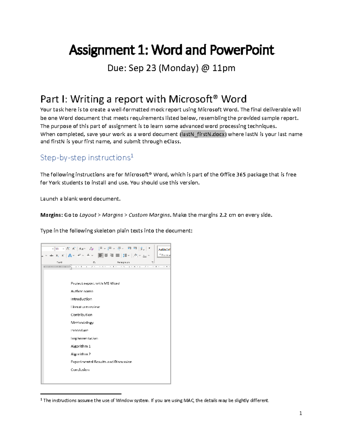 Assignment 1: Word & PowerPoint Guide - Due Sep 23 - Studocu