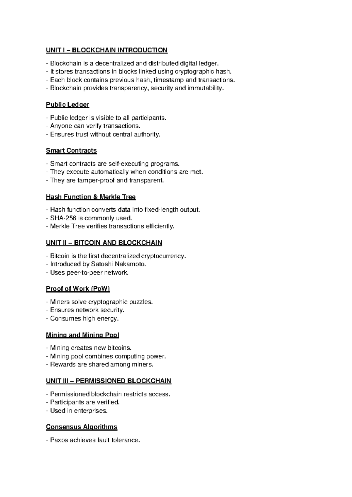 Blockchain Handwritten Exam Notes (All Units) - Studocu