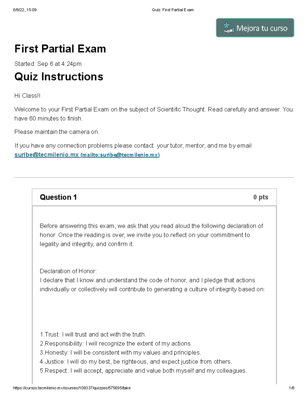 Scientific Thought First Partial Exam - First Partial Exam Started: Sep 6 at 4:24pm Quiz - Studocu