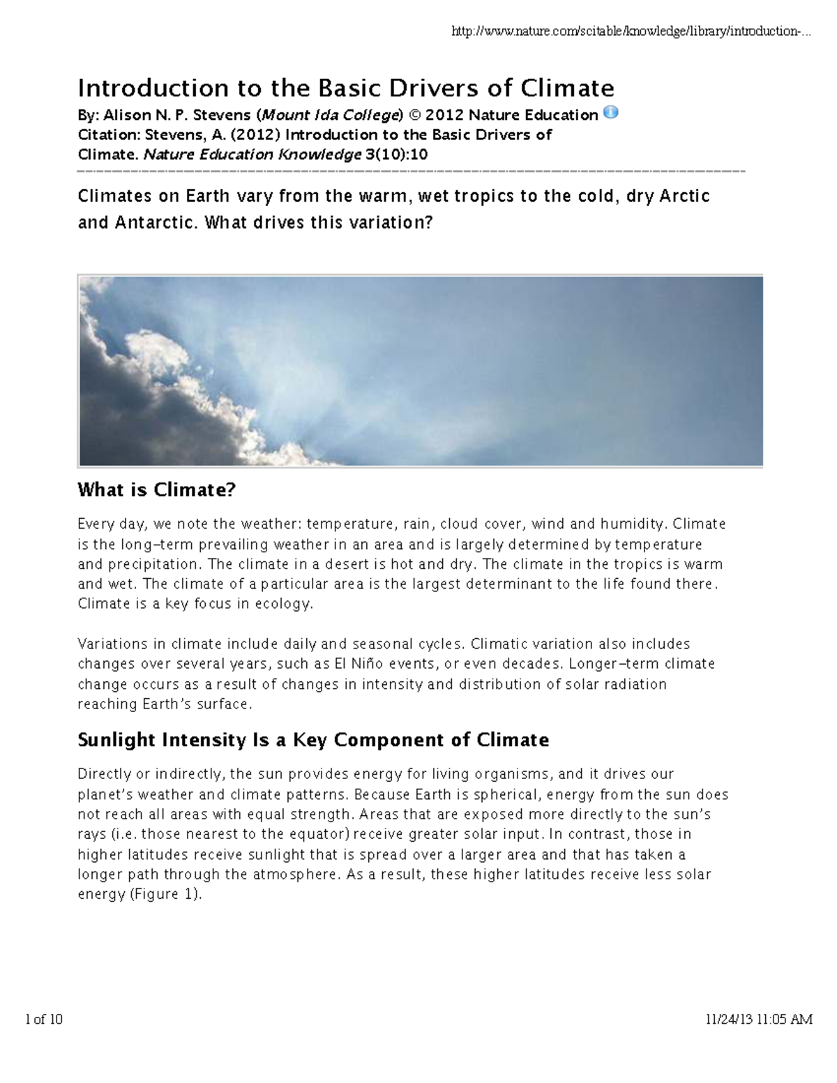 Introduction to the Basic Drivers of Climate - Studocu