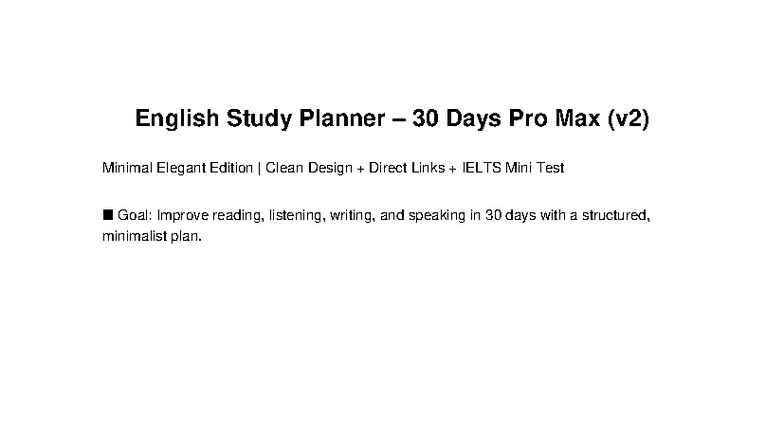 30-Day IELTS Study Planner v2: Improve All Skills Efficiently - Studocu