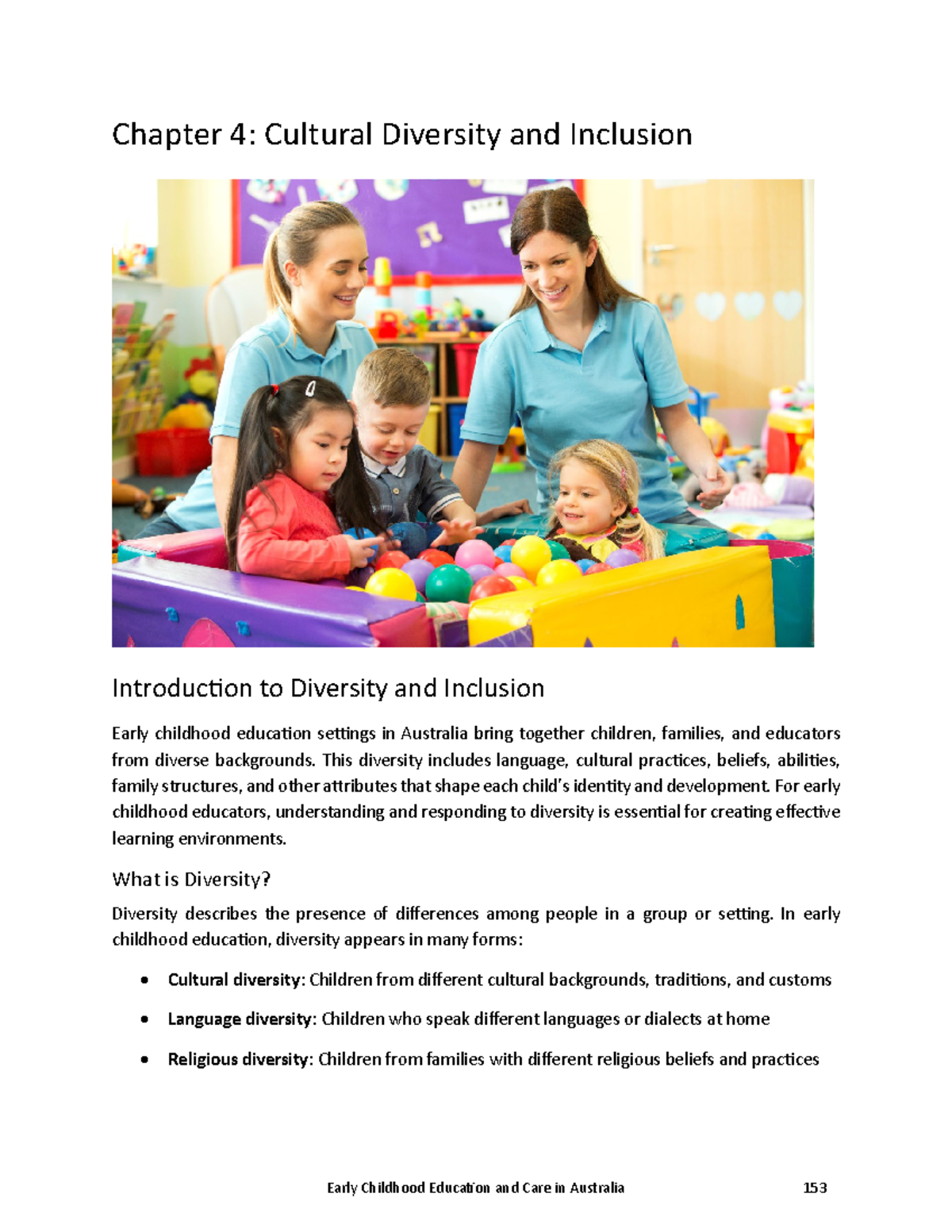 Chapter 4: Understanding Cultural Diversity & Inclusion in ECE - Studocu