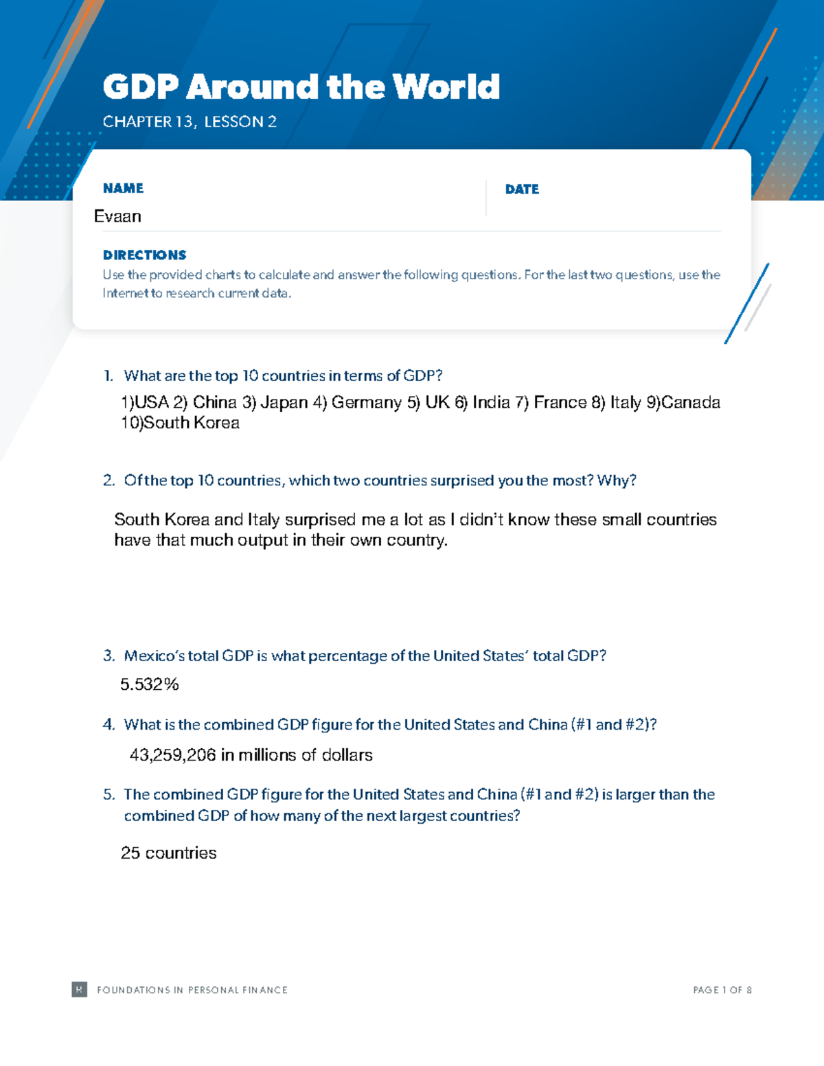 Chapter 13, Lesson 2: GDP Analysis and Country Comparisons - Studocu
