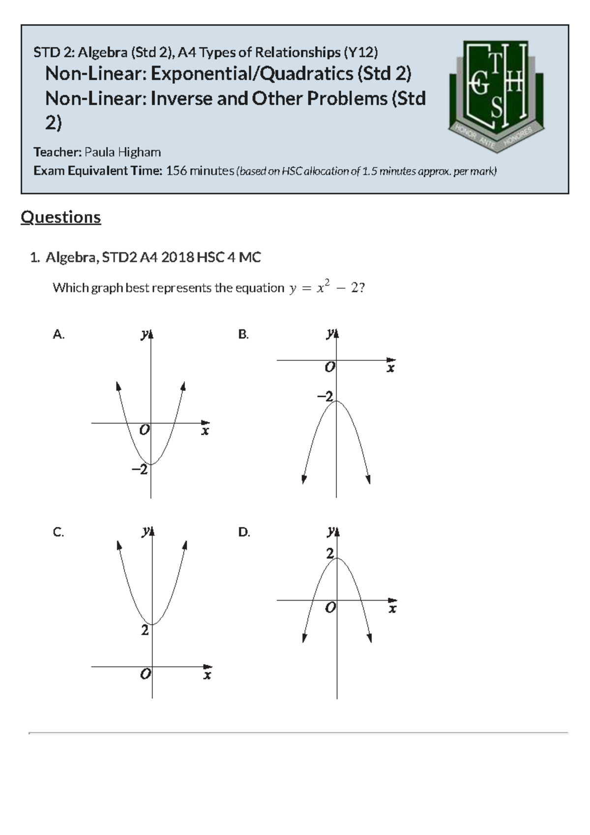 Algebra STD 2: Types of Relationships and Inverse Problems - Studocu