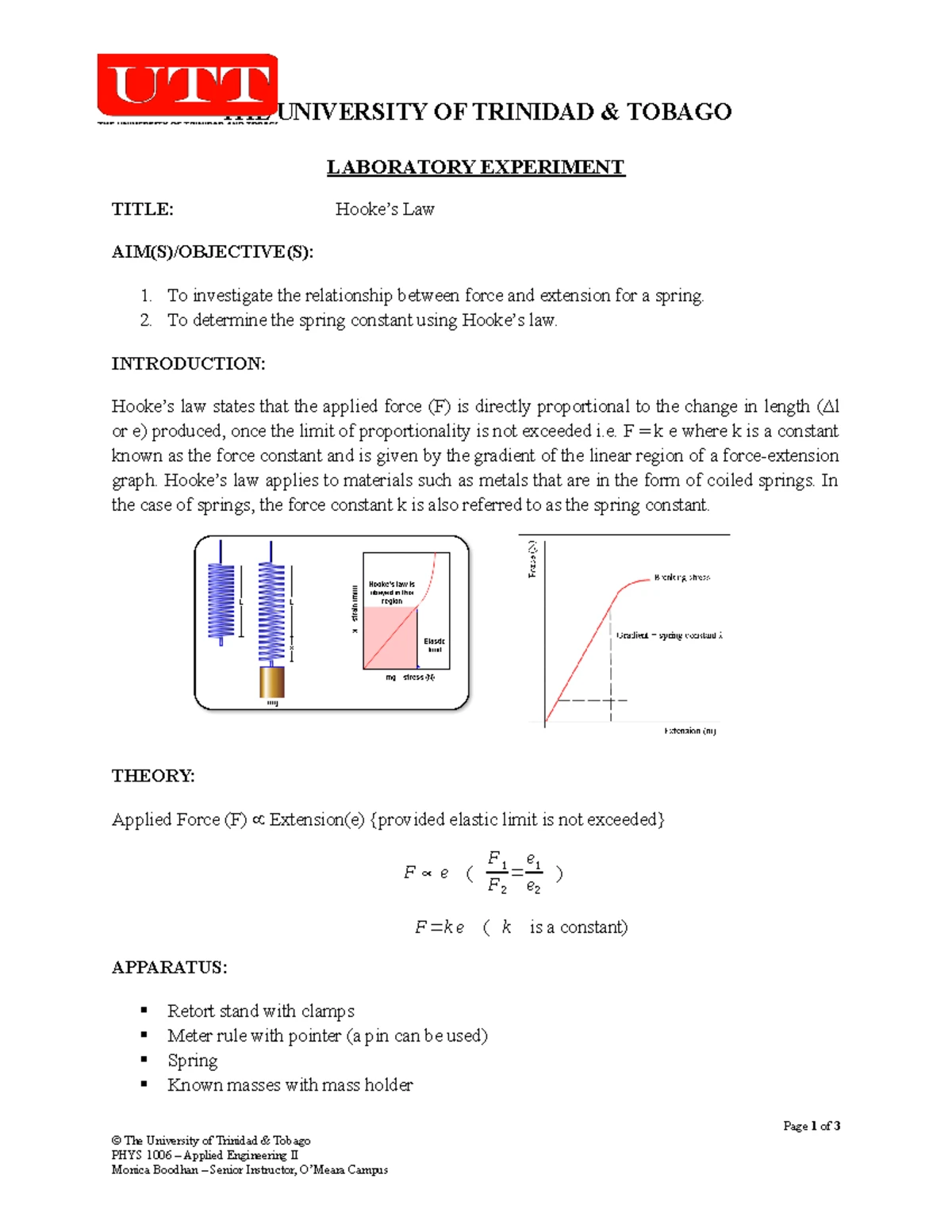 CSEC CXC Physics Practical Booklet for Experiments and Activities - Studocu