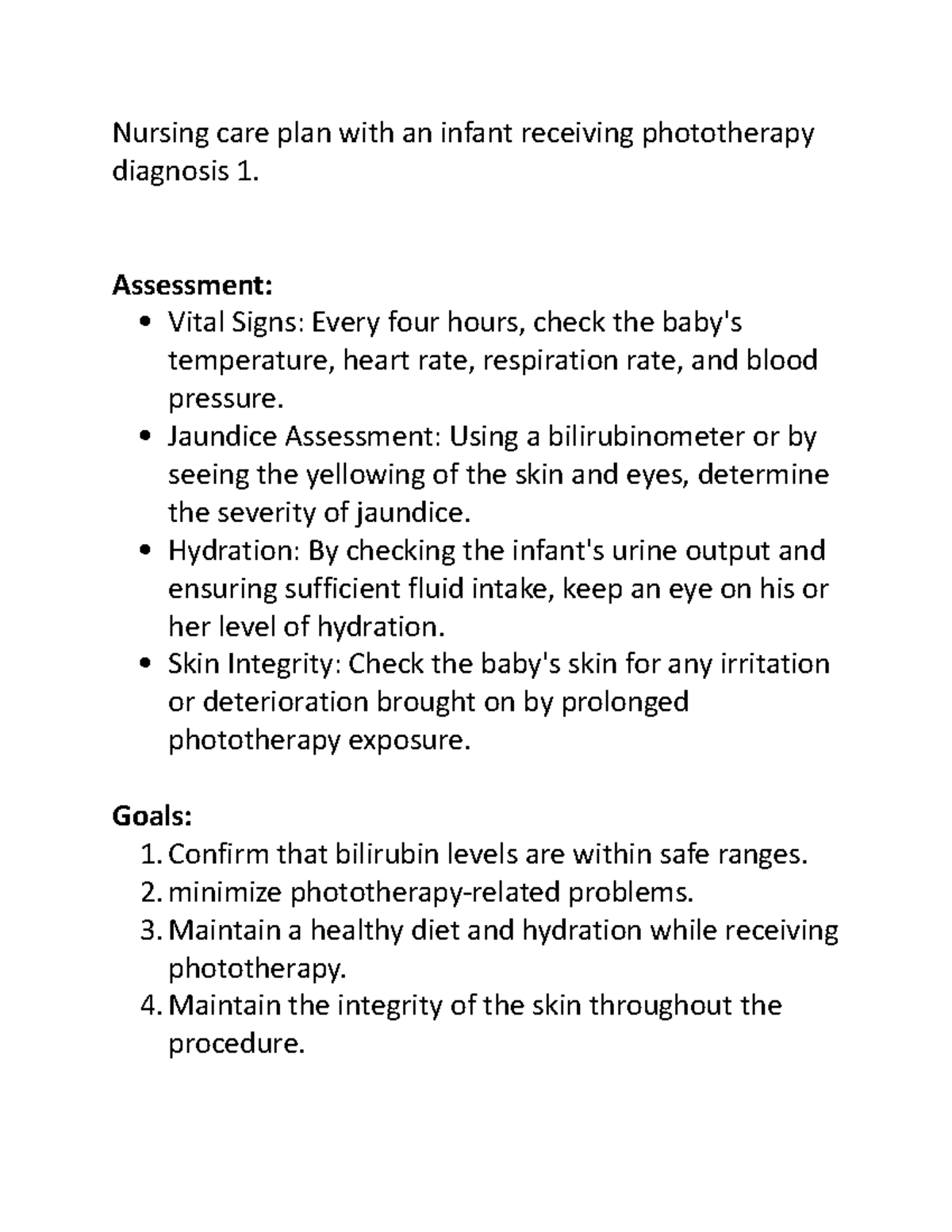 Neonatal Jaundice Nursing Care Plan