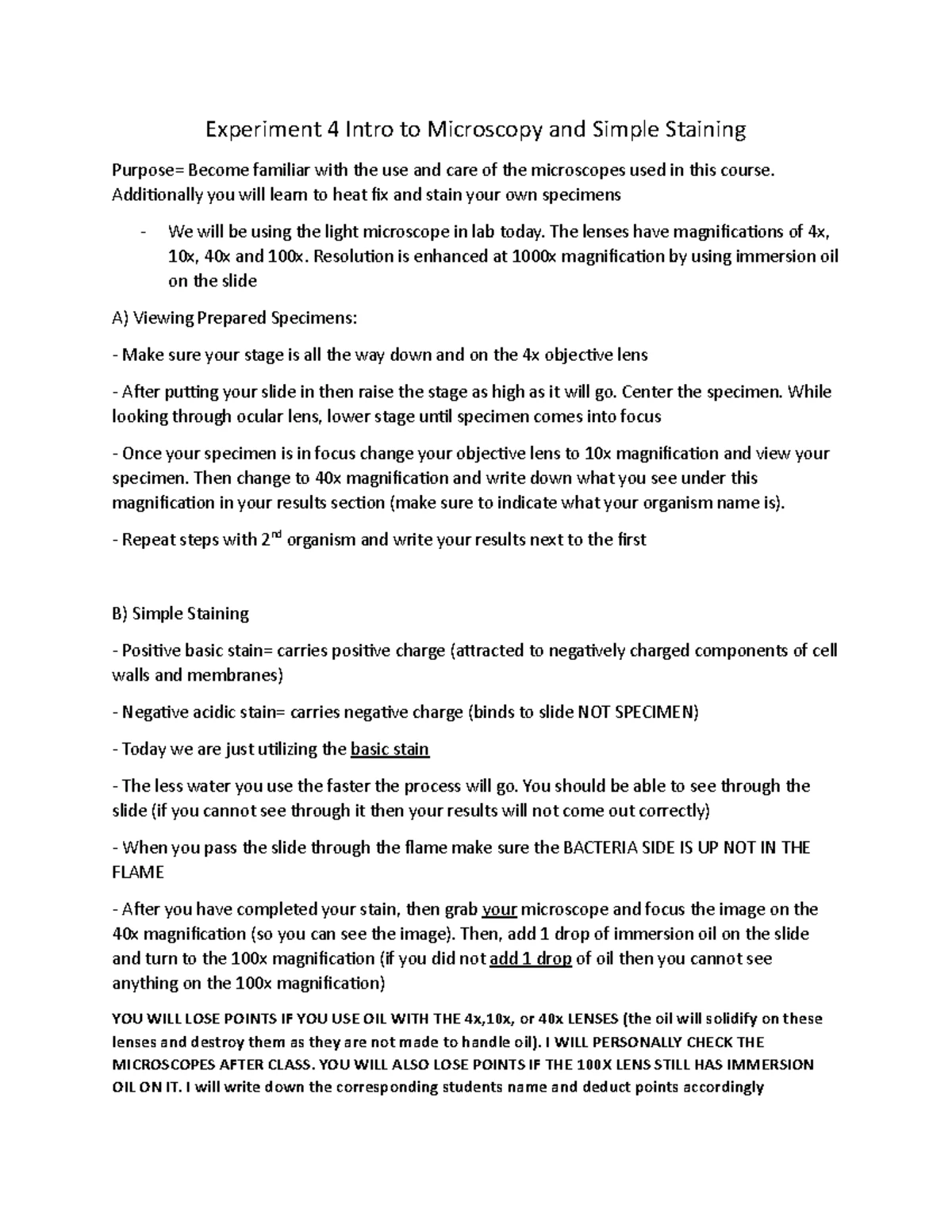 Simple Staining - Lab report - Simple Staining Written by: Kathleen ...