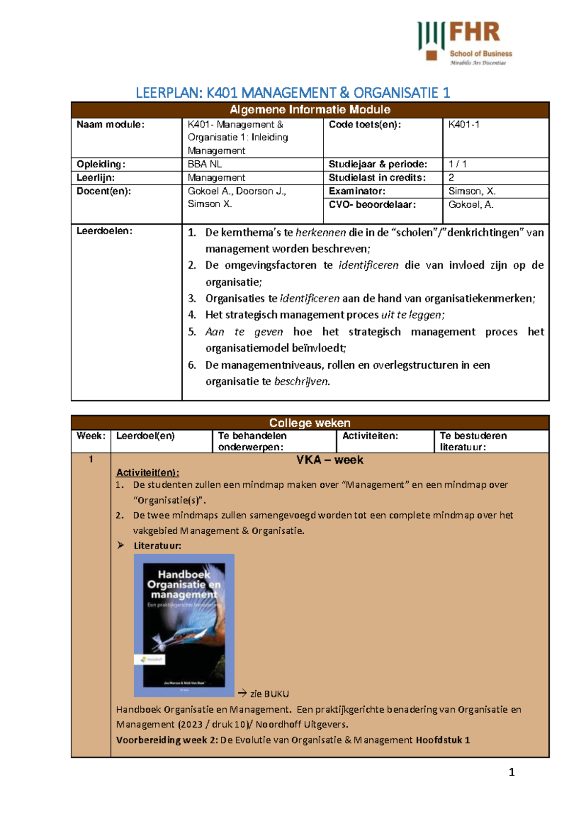 Concept Leer- en toetsplan K401 Management & Organisatie Inleiding 2024 ...