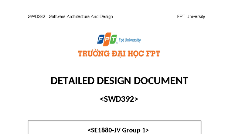 SWD392 Detailed Design Document for Software Architecture at FPT ...