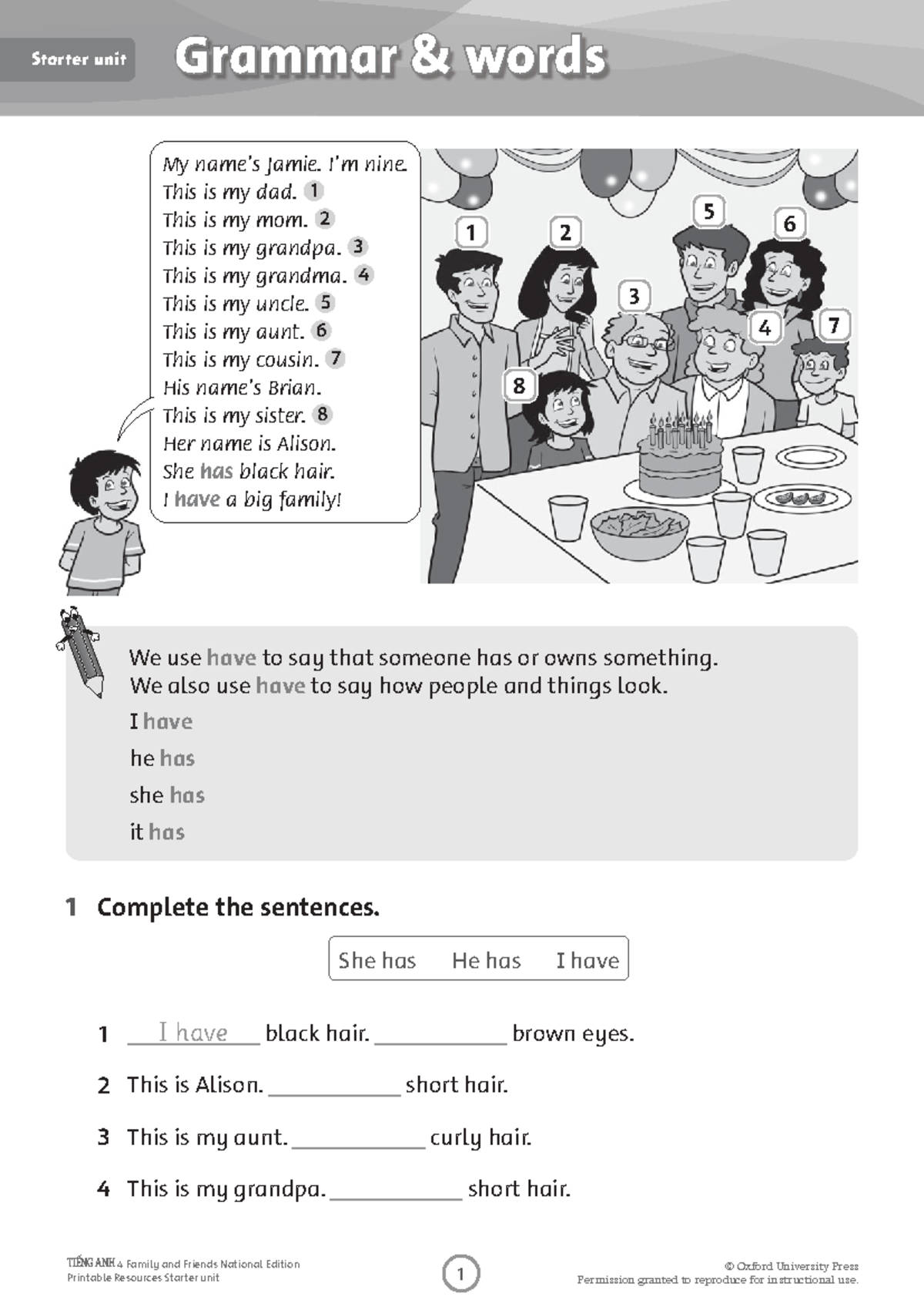 Family and Friends 4: Starter Unit Grammar Resources - Studocu
