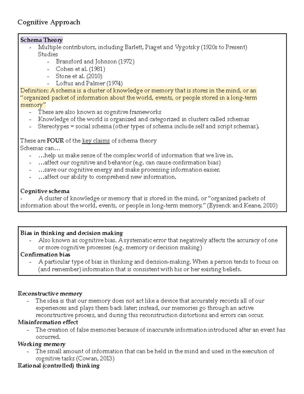 Cognitive Approach: Schema Theory, Memory Models & Biases Explained ...