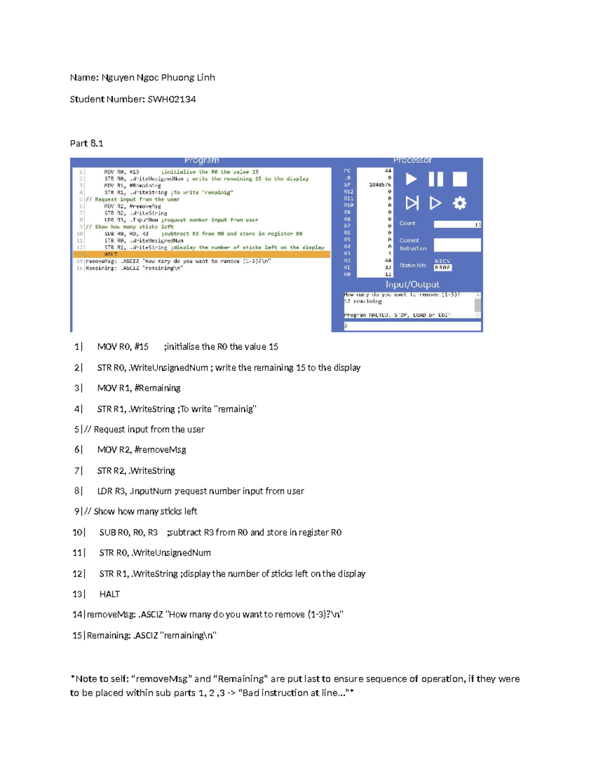 Lab8 - Lab Practice #8: Assembly Language Stick Game - Studocu