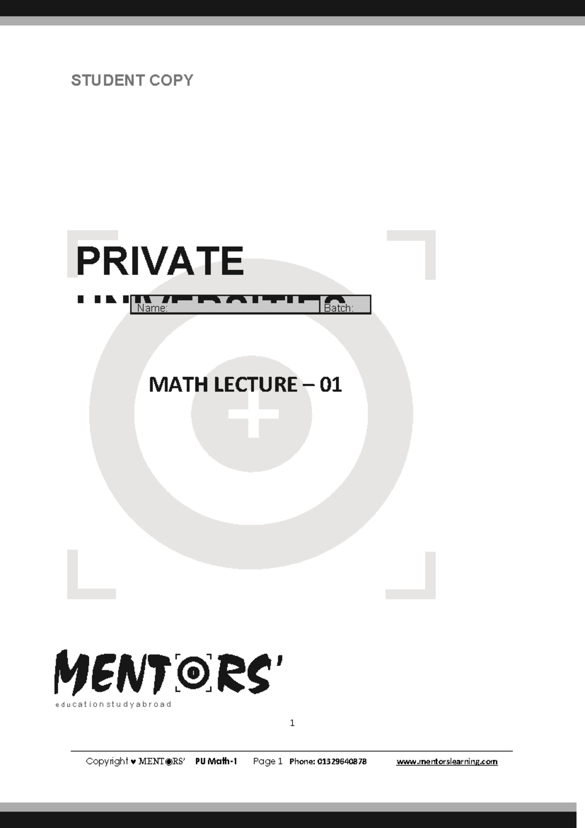 PU MATH LECTURE 01: Algebra Concepts and Problem Solving - Studocu