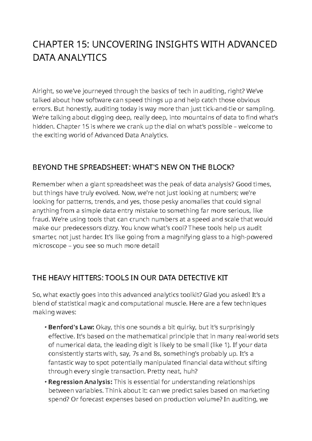 CHAPTER 15: ADVANCED DATA ANALYTICS IN AUDITING - ACCY21 - Studocu
