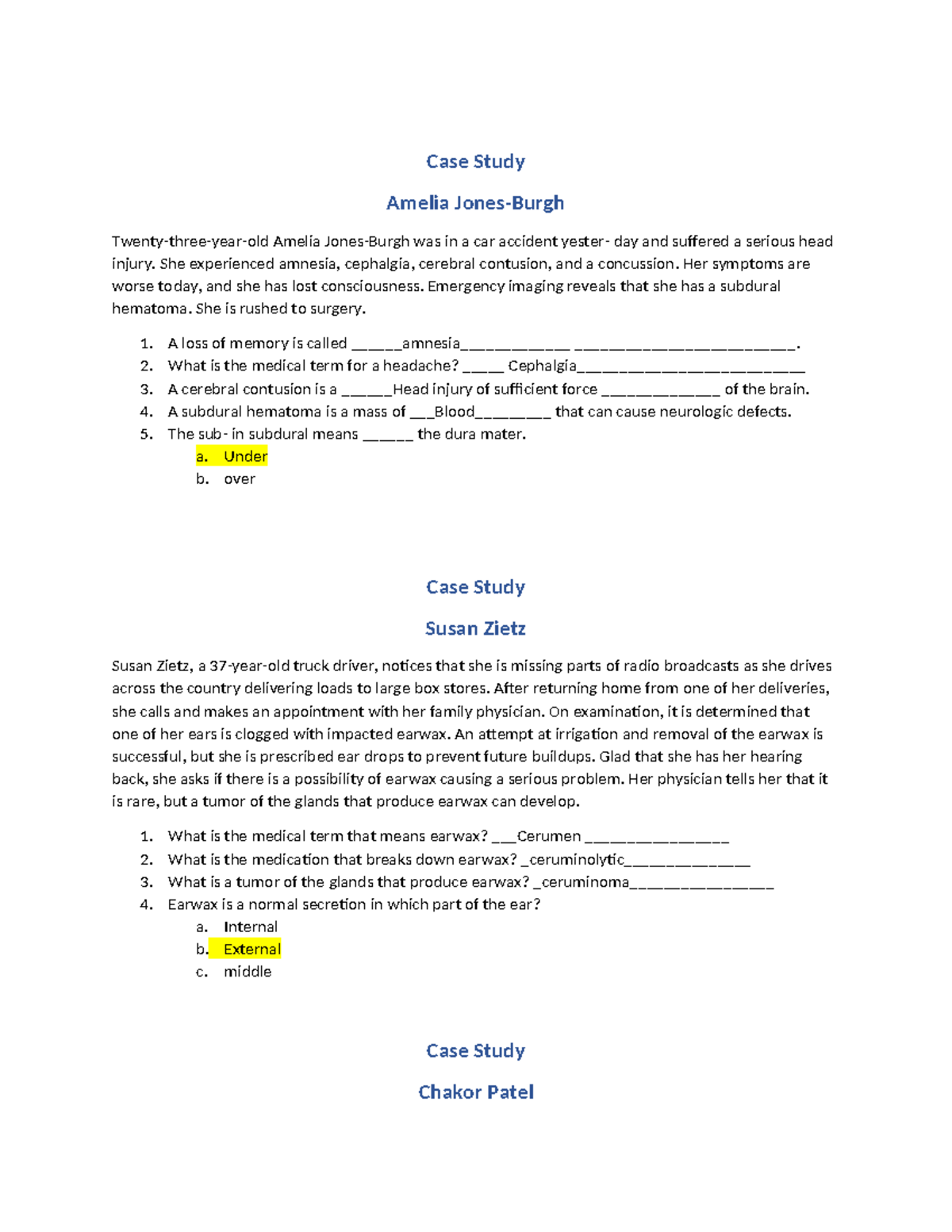 AHP105 Wk5 Case Study: Head Trauma & Ear Health Analysis - Studocu