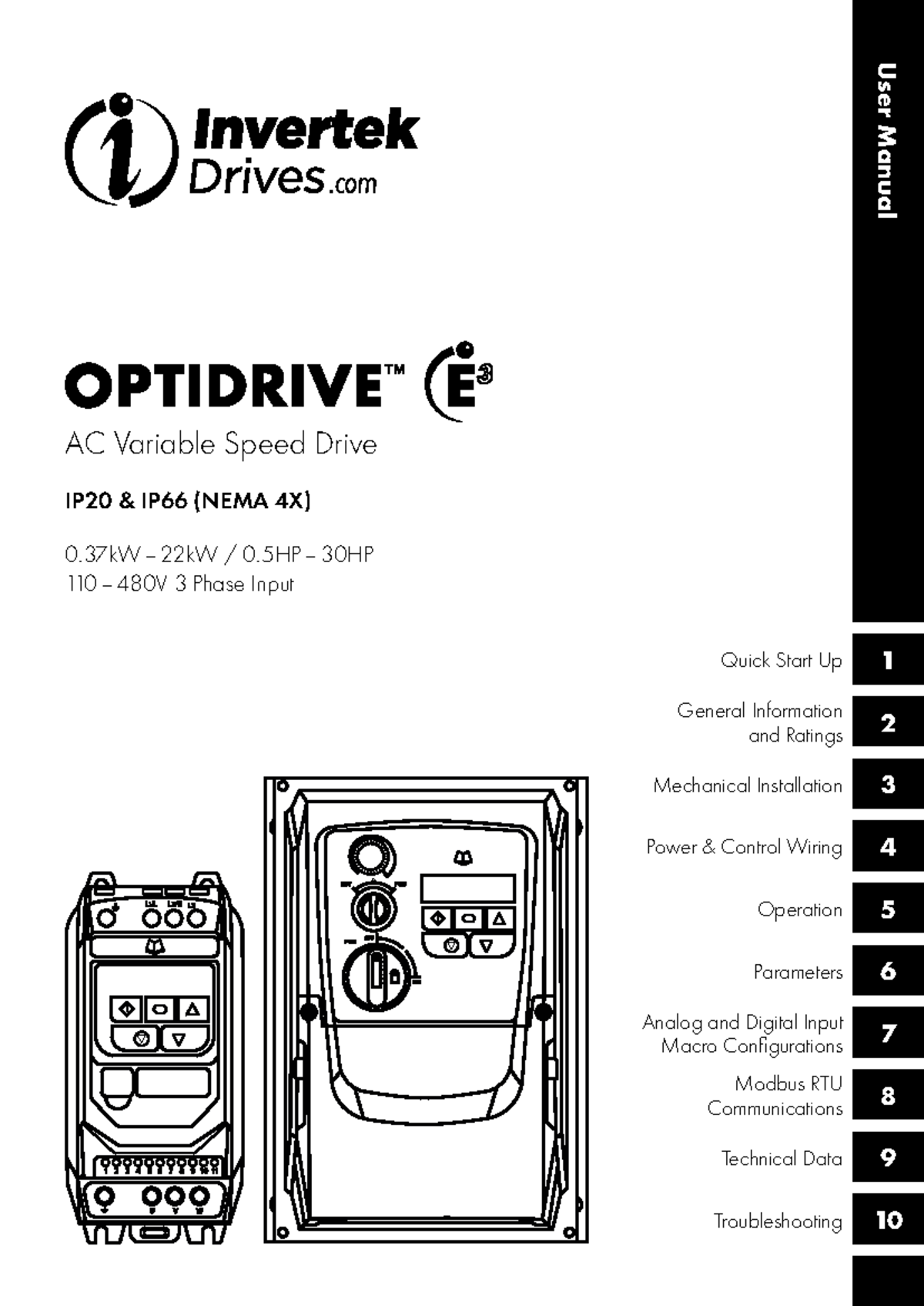 Invertek Optidrive E3 User Manual: Quick Start & Troubleshooting Guide ...