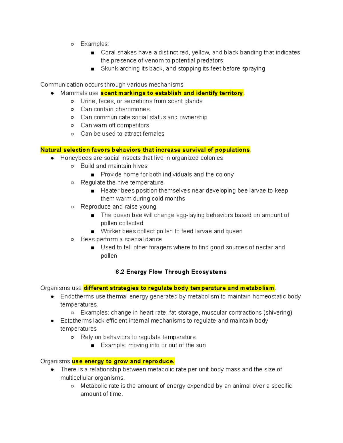 AP Biology UNit 8 2 - Study Guide assignment - Examples: Coral snakes ...