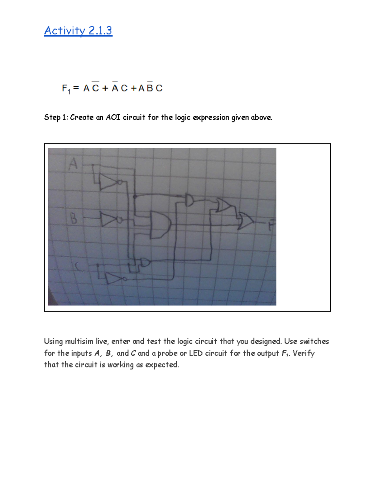 A 213 - Good luck. - Activity 2. Step 1: Create an AOI circuit for the ...
