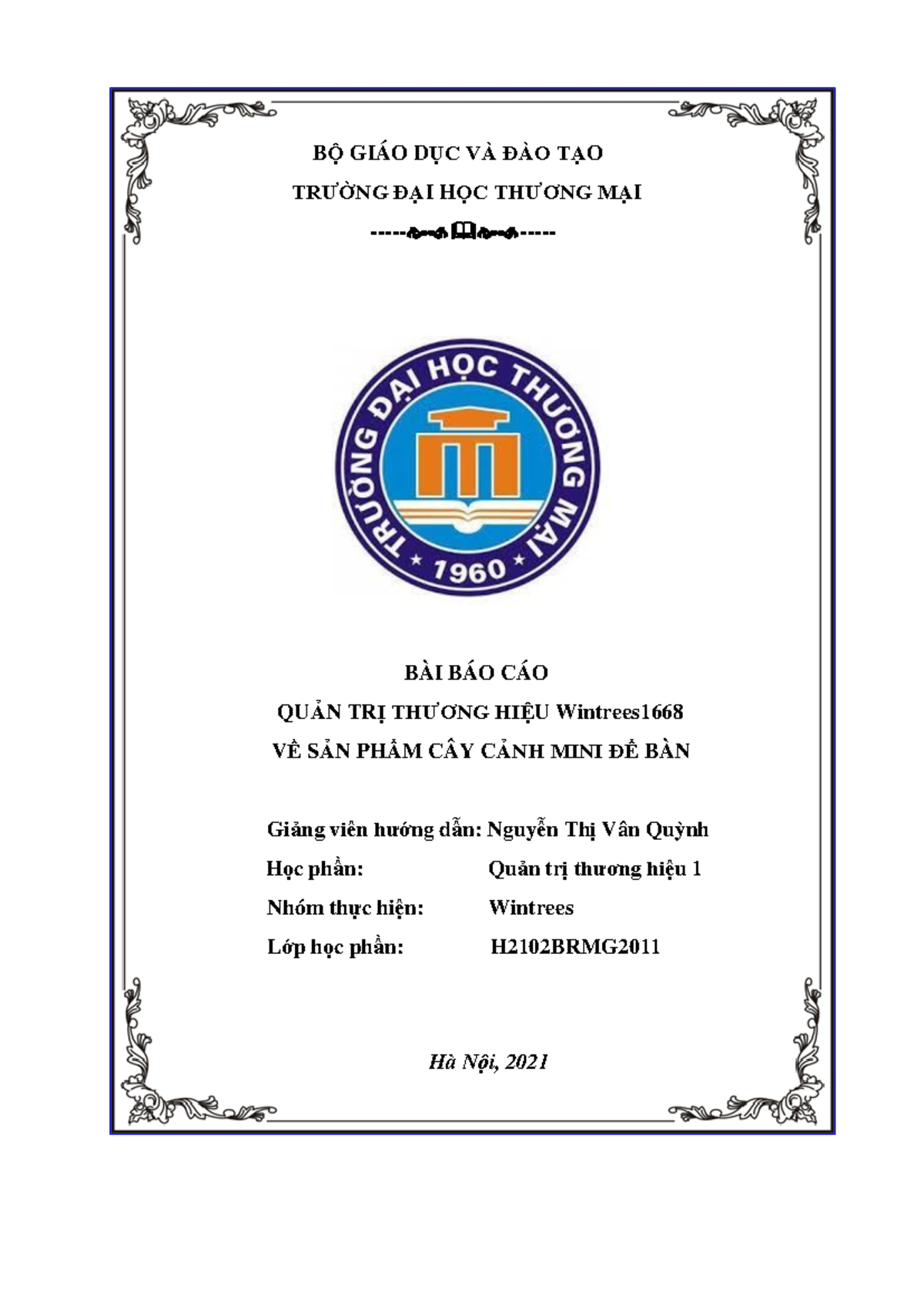 NHÓM Wintrees QUẢN TRỊ THƯƠNG HIỆU Wintrees 1668 - BỘ GIÁO DỤC VÀ ĐÀO ...