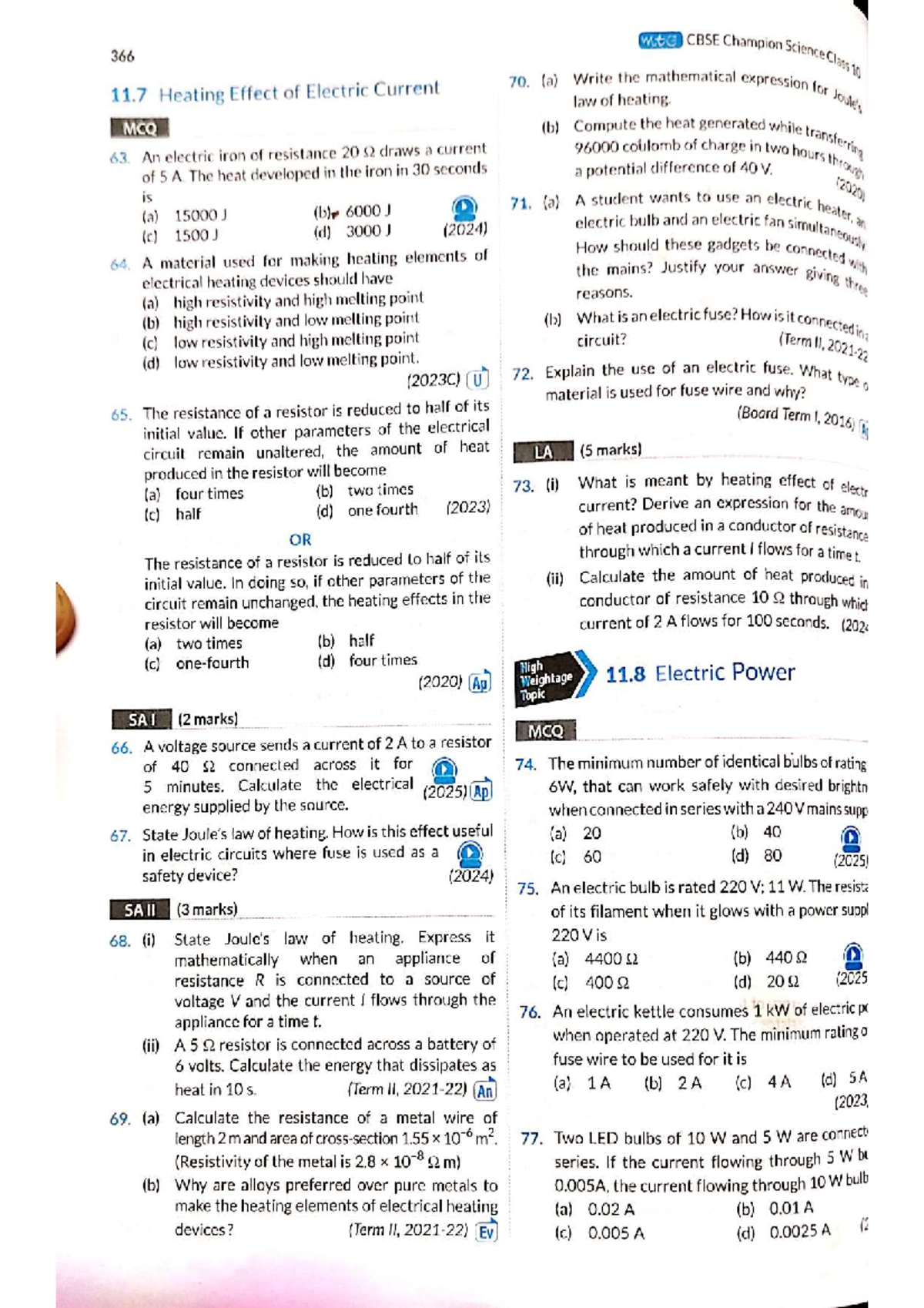 Heating Effect of Electric Current - Class 1 Science (366 MTC) - Studocu