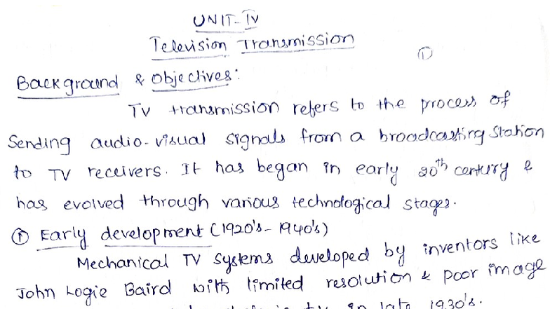 ACE Scanner 2025: TCS Notes on Television Transmission Techniques - Studocu