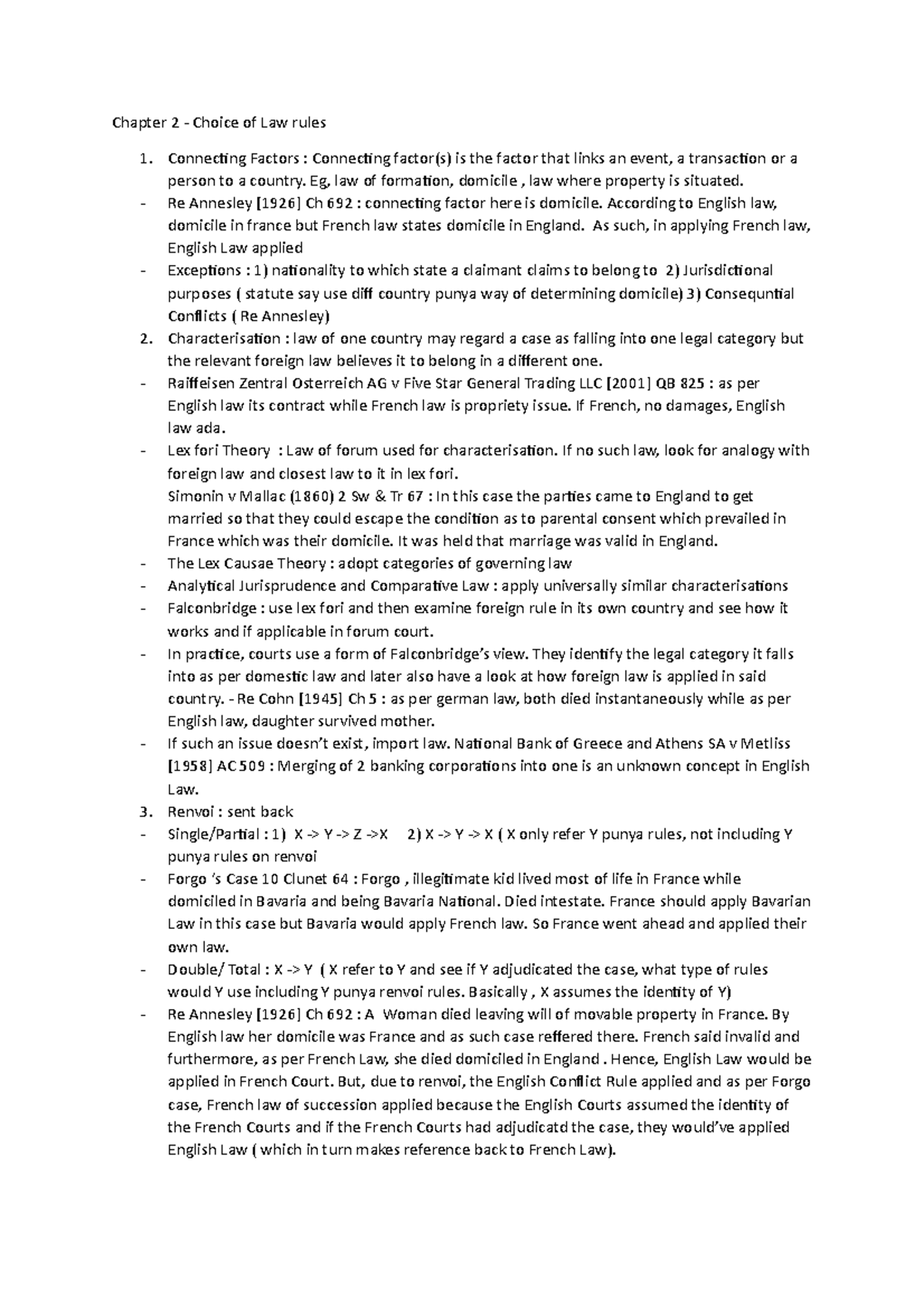 Chapter 2- Choice of Law - Chapter 2 - Choice of Law rules Connecting ...