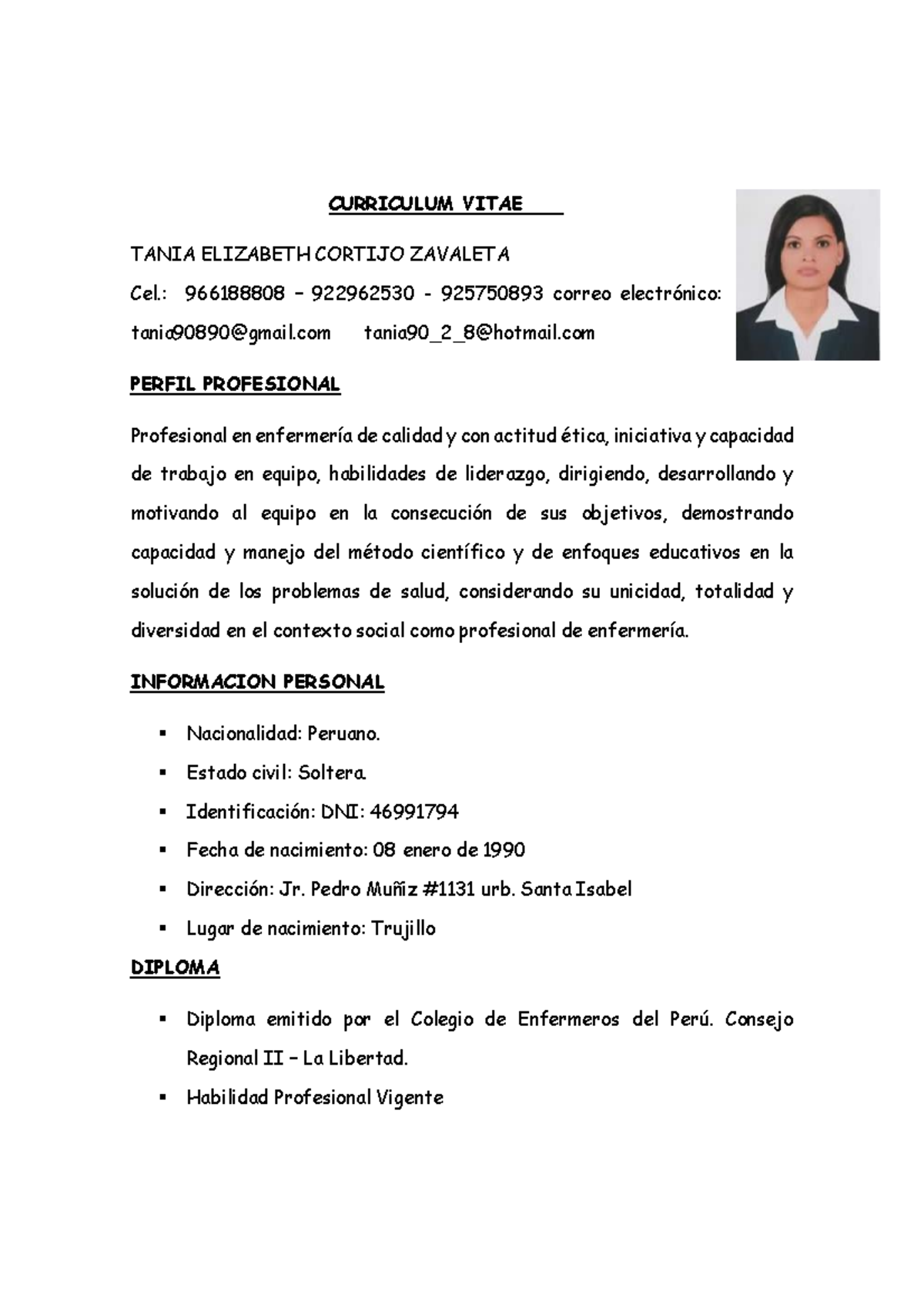CV Descriptivo y Documentado de Tania Cortijo - UNT 3 - Studocu