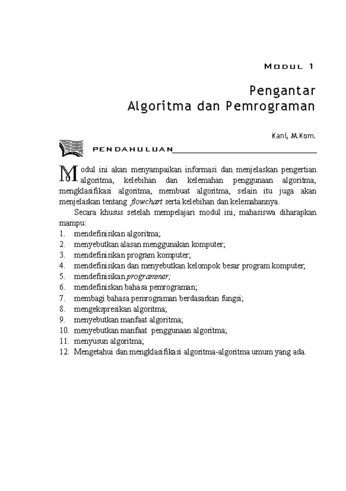 MSIM4203-M1 - Modul 1: Pengantar Algoritma dan Pemrograman - Studocu