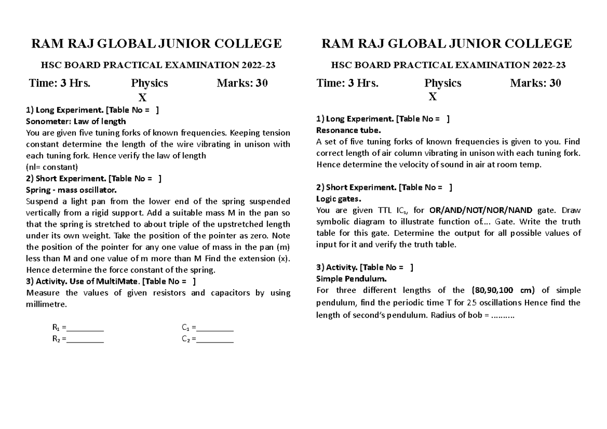HSC Physics Practical Exam 2022: Detailed Experiments and Observations ...