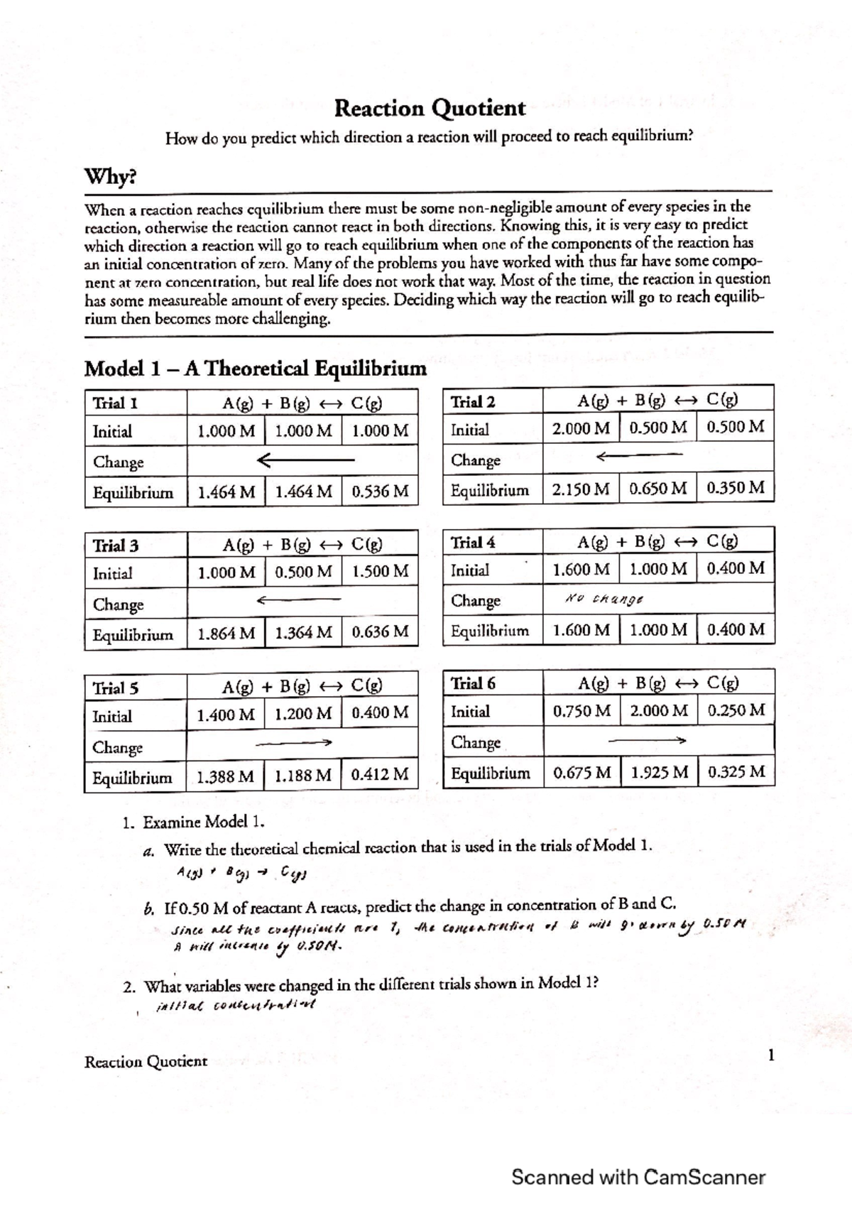 503065839 Reaction Quotient: A Comprehensive Pogil Guide - Studocu