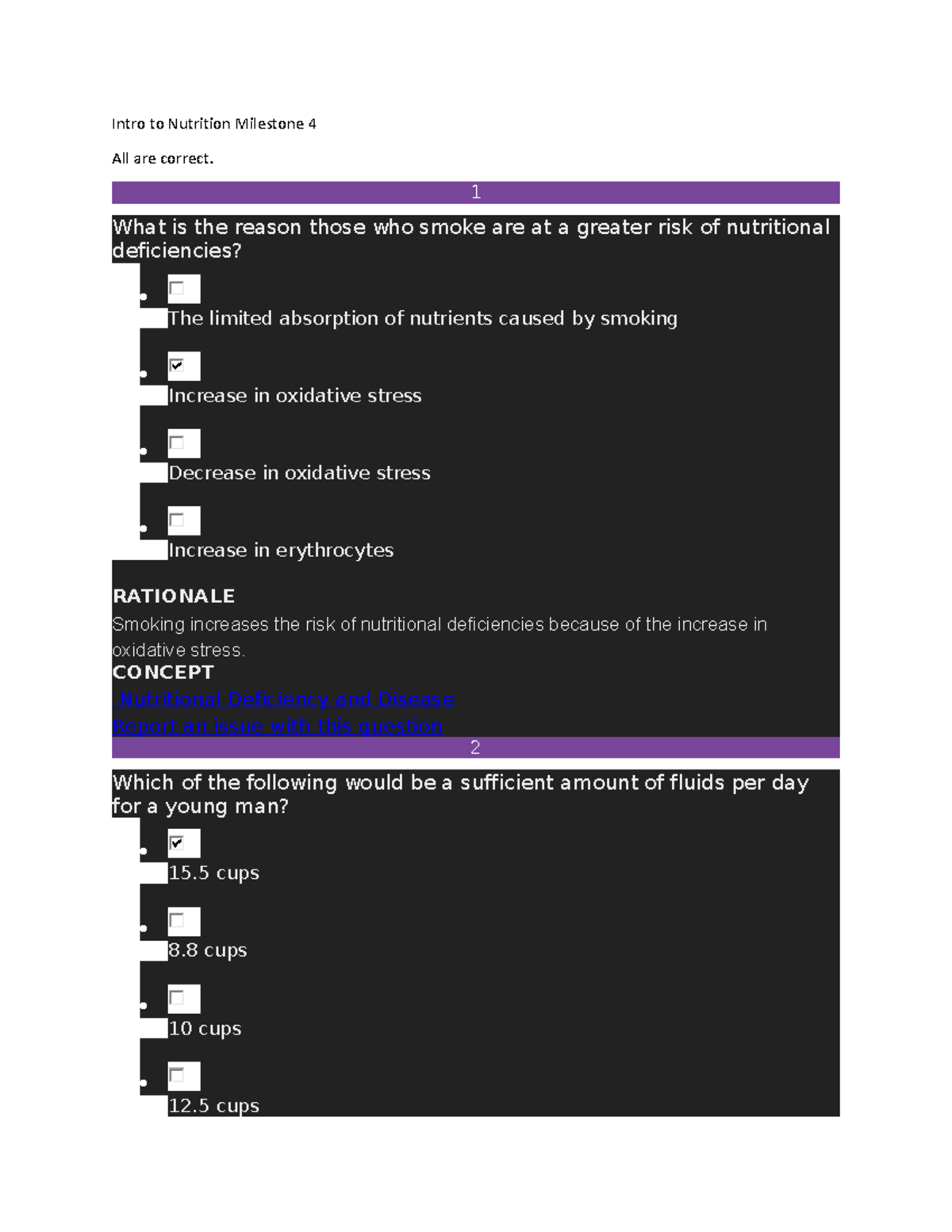 Intro to Nutrition Milestone 4 Analysis and Key Concepts - Studocu