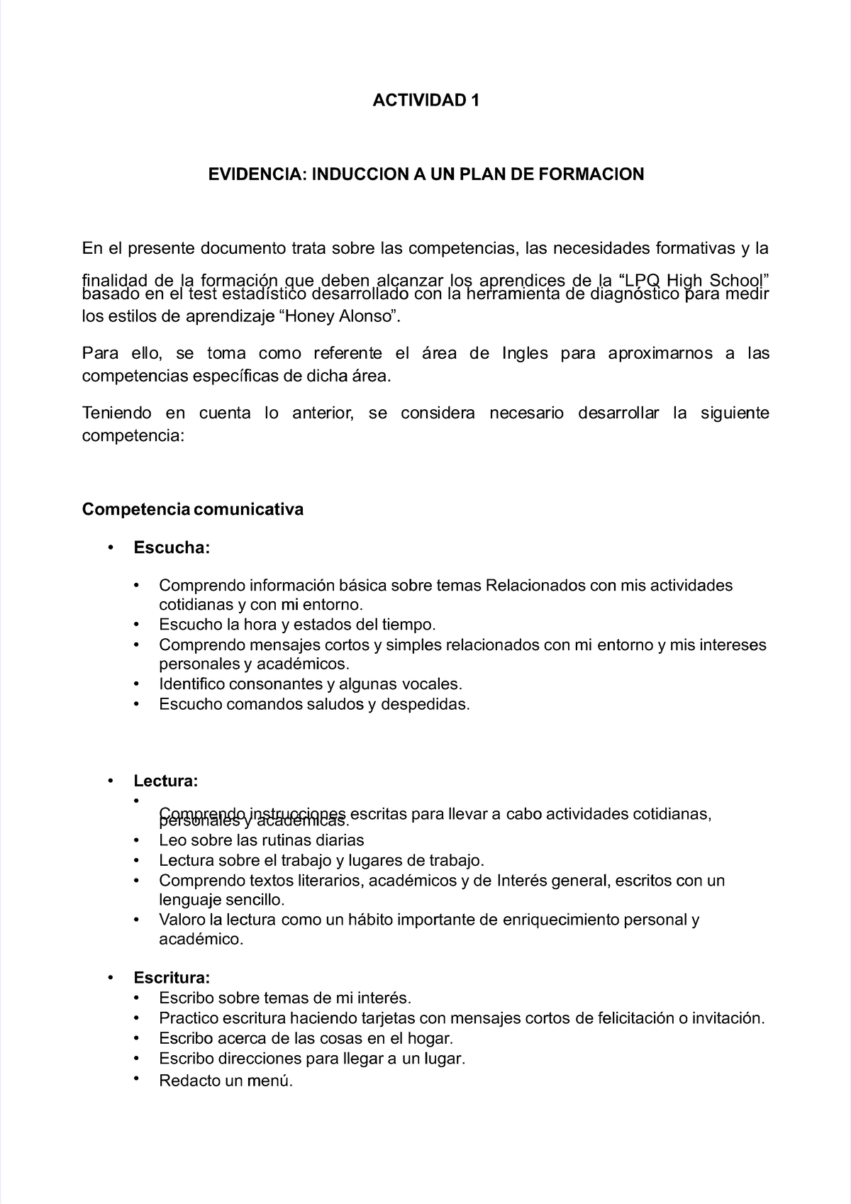 ACTIVIDAD 1: INDUCCIÓN A UN PLAN DE FORMACIÓN EN PEDAGOGÍA - Studocu