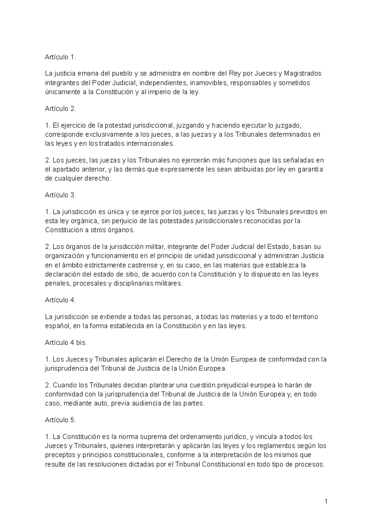 LOPJ y LOTC: Artículos Clave para el Examen de Derecho - Studocu