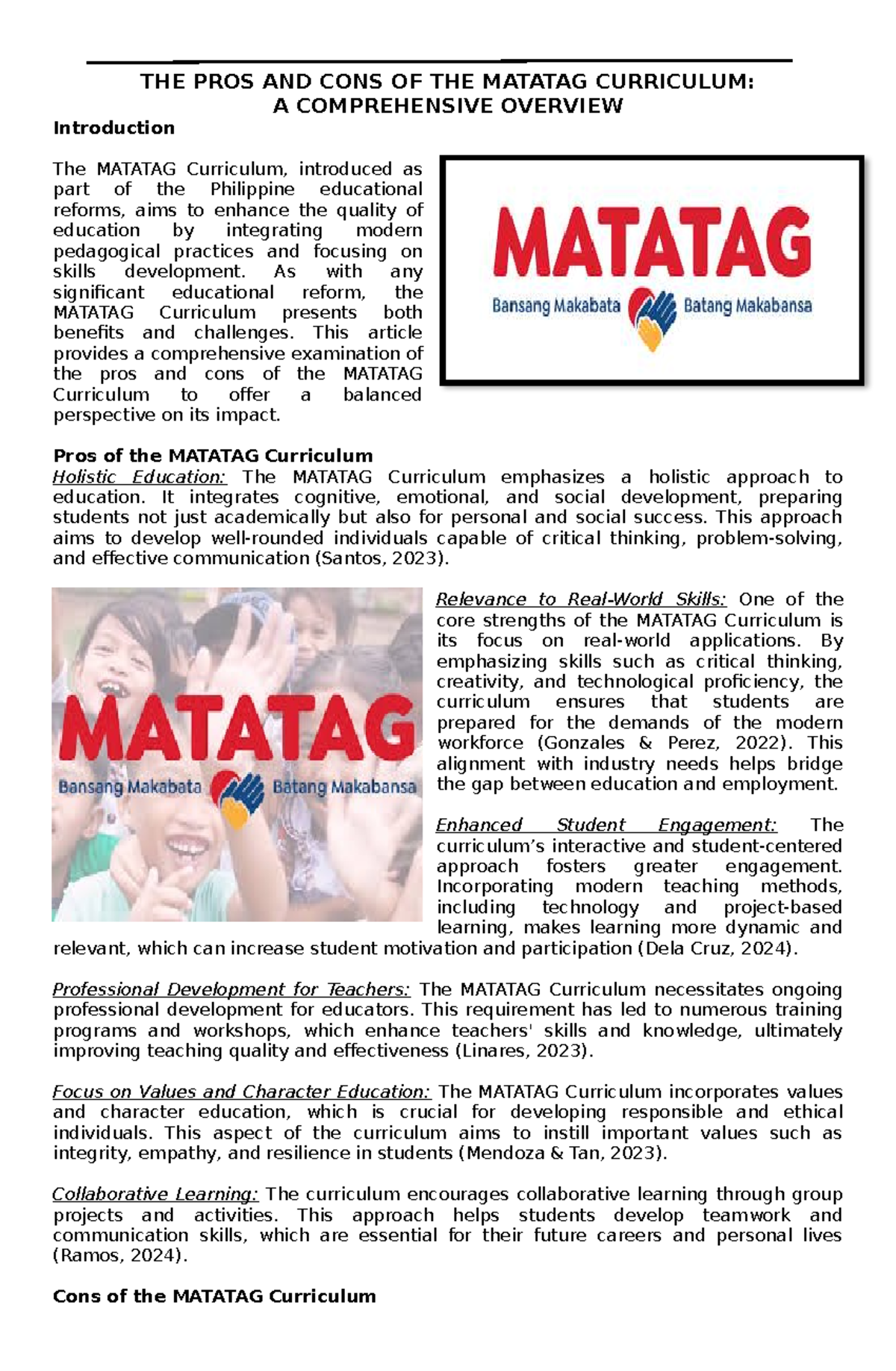 COPY%20OF%20 Article%20 Published - THE PROS AND CONS OF THE MATATAG CURRICULUM: A COMPREHENSIVE ...