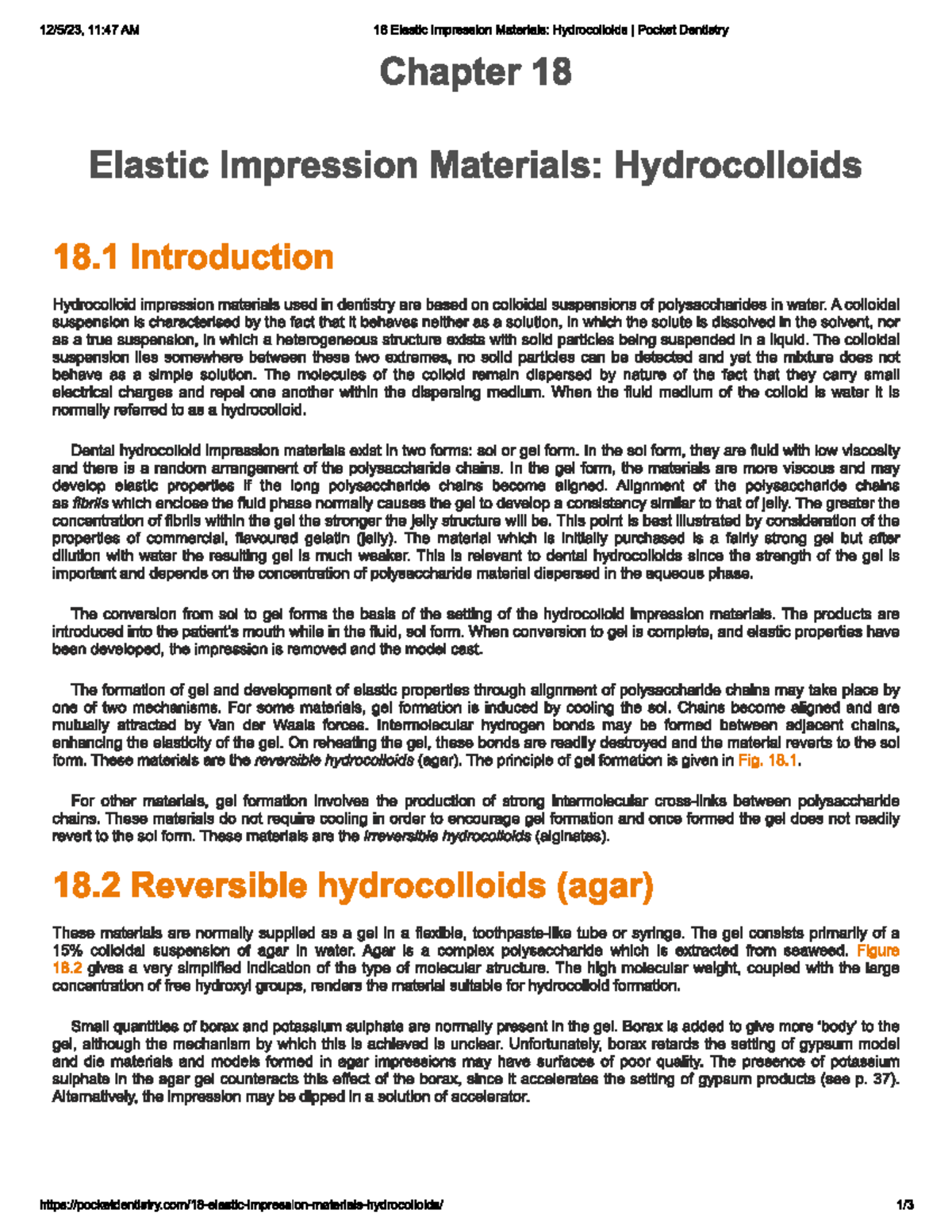 Pocket Dentistry Chapter 18: Elastic Impression Materials ...