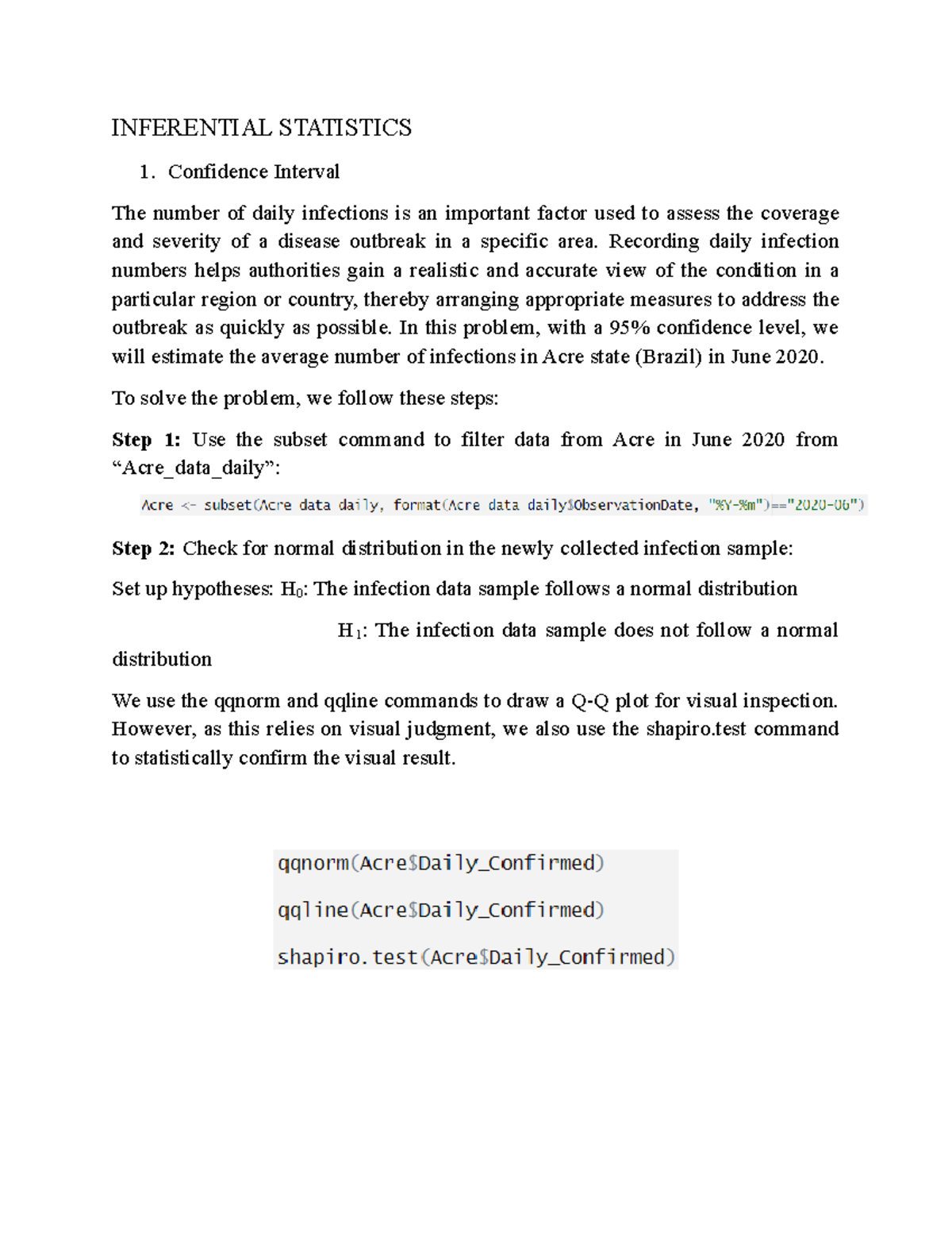 INFERENTIAL STATISTICS 1: Confidence Interval Analysis of Daily ...