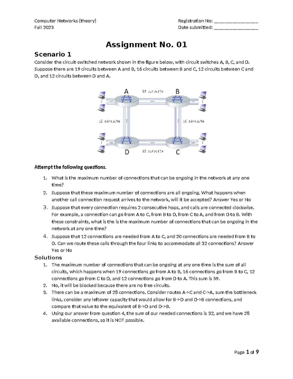 Solution - CS 101 Circuit Switching Assignment No. 01 - Studocu