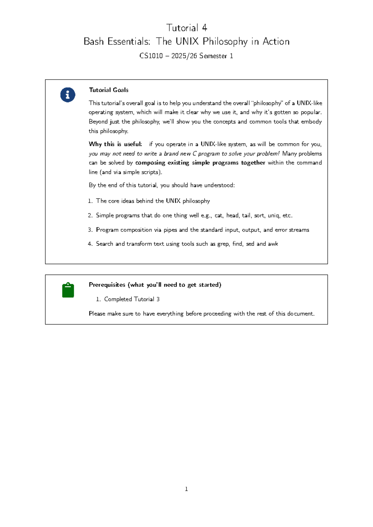 Tutorial 4: Bash Essentials and the UNIX Philosophy CS1010 S1 - Studocu