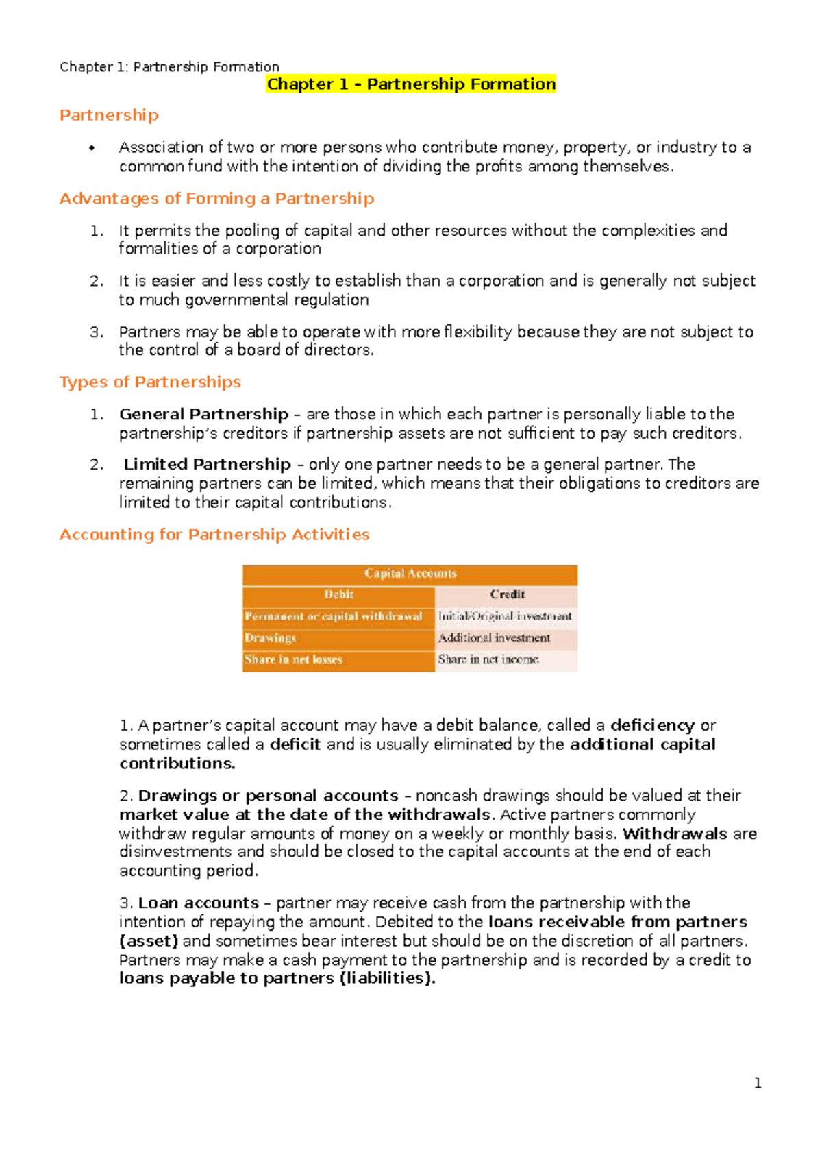 Chapter 1: Partnership Formation Overview and Key Concepts - Studocu