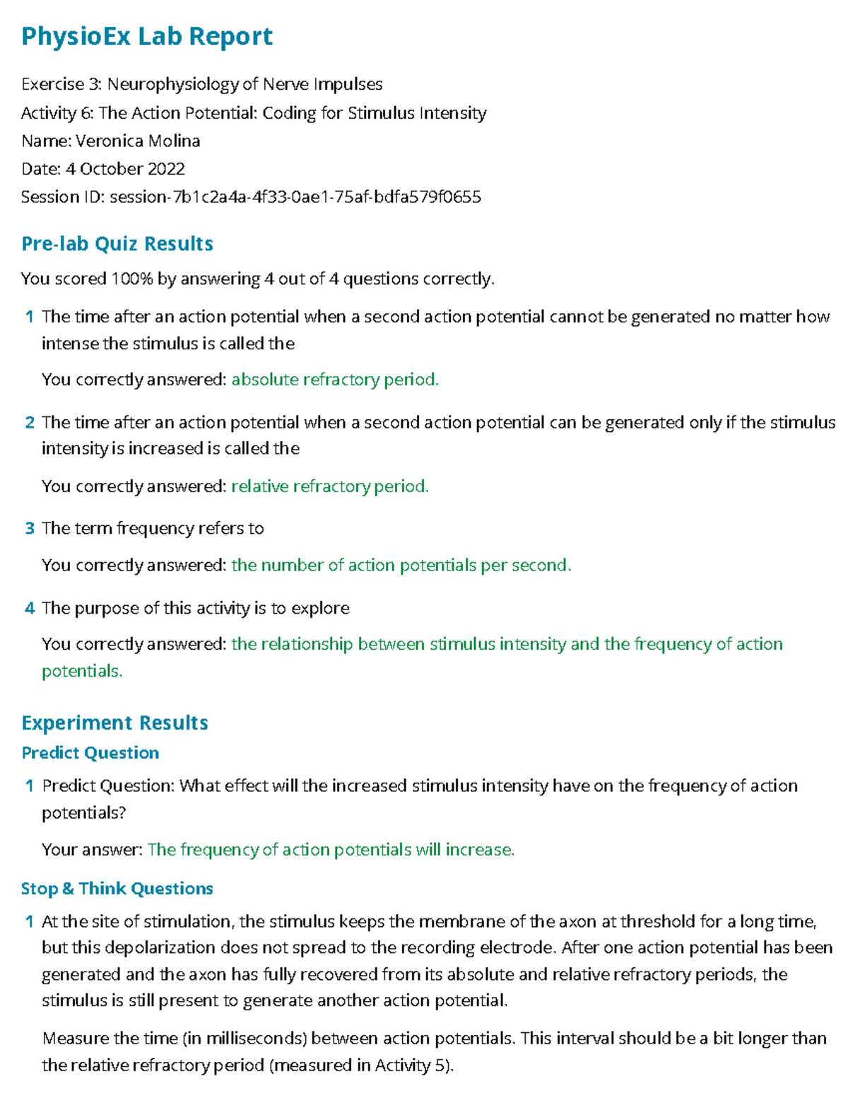 Exercise 3 - Act 6: Action Potential & Stimulus Intensity Analysis ...