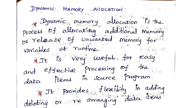 Dynamic Memory Allocation in C Programming (Unit 4 Part 3) - Studocu