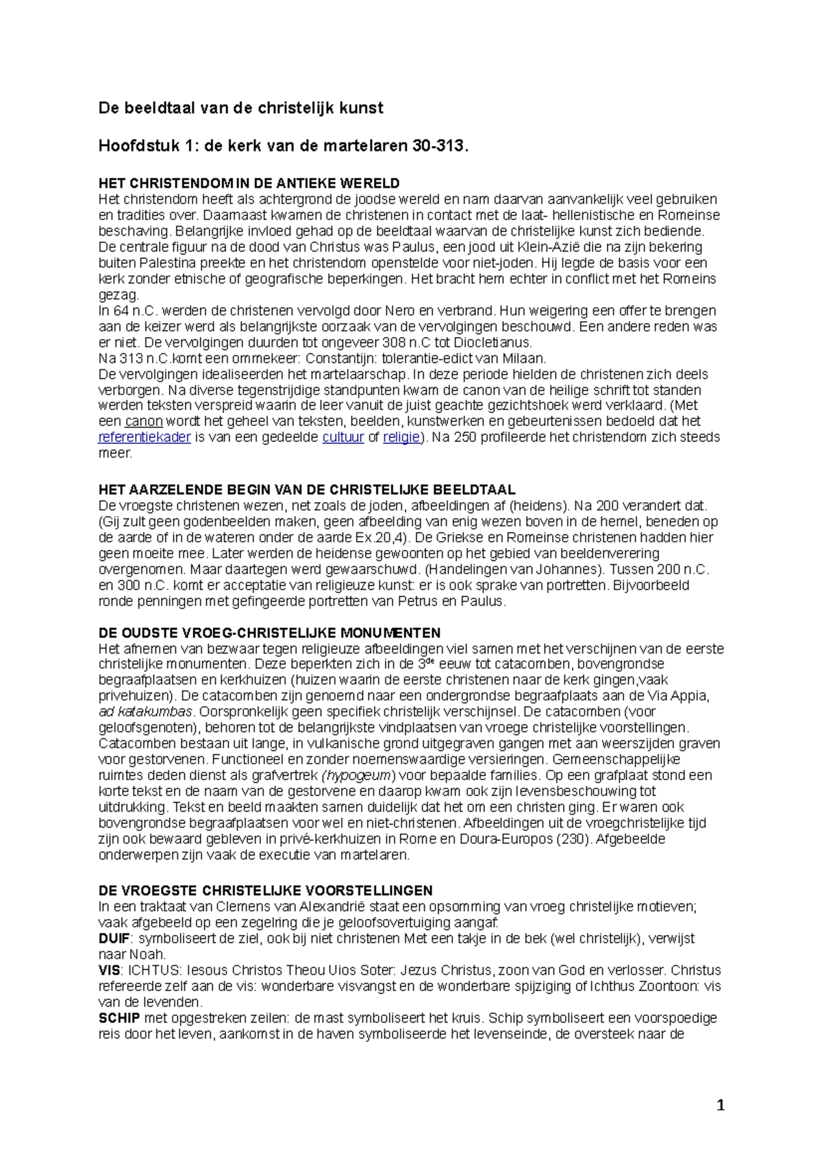 Samenvatting de beeldtaal van de christelijke kunst - H 1 - 7 - De ...